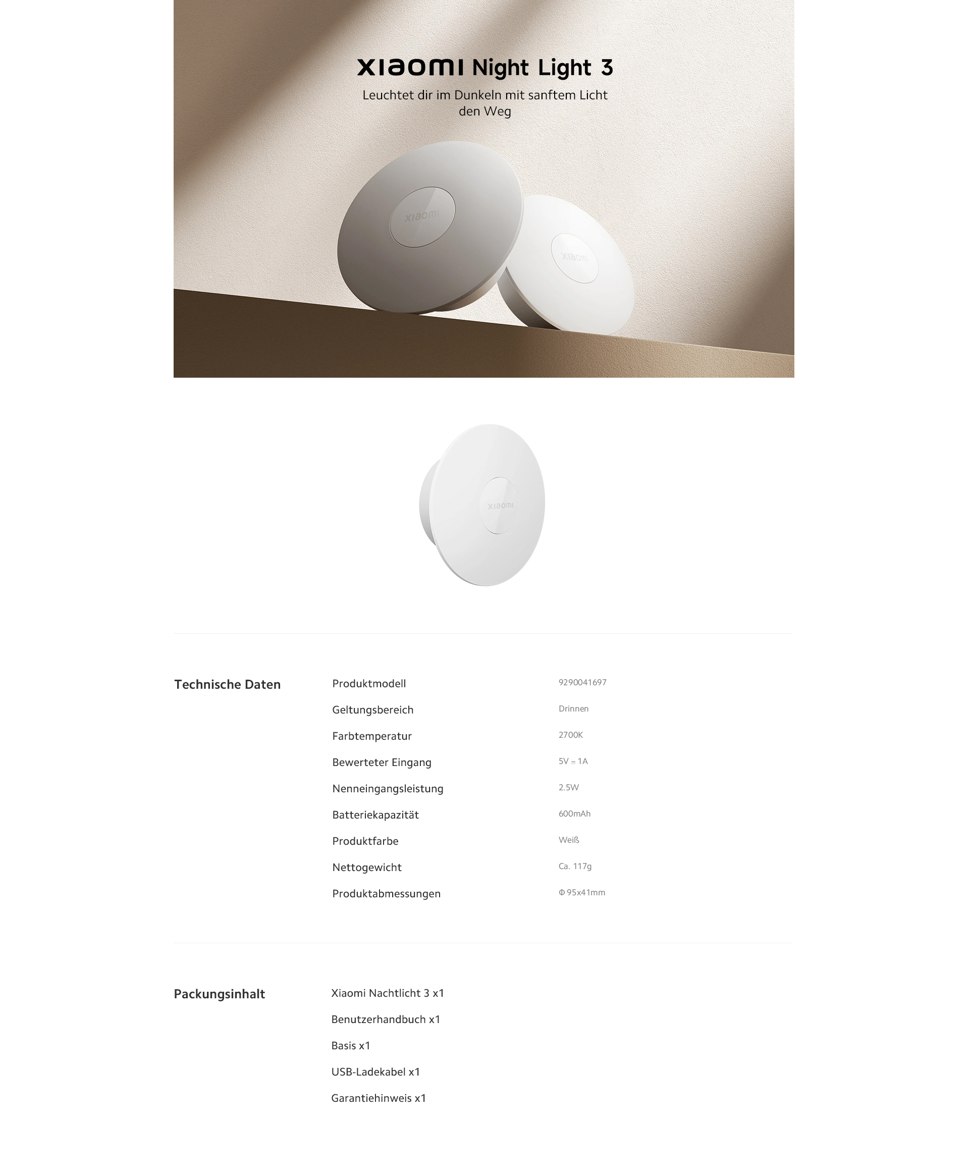 Xiaomi Night Light 3 GL - JETZT im autorisierten Onlineshop kaufen ...